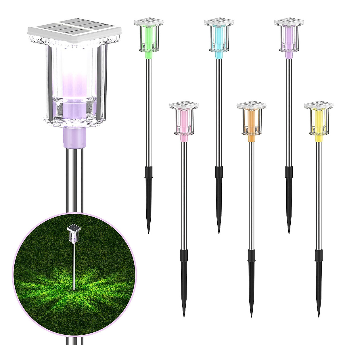 ALFIOT Solar Garden Lights, Pathway Lights Outdoor Waterproof and Ultra-Bright LED Landscape Lighting, Solar-Powered Illumination Decorative Firefly Lights（6 Pack）… (PW-L-002-A)