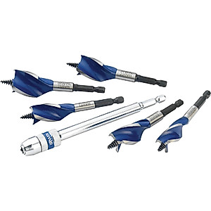 IRWIN 1922007 6X Blue Groove Stubby Wood Bit Set 5Pc