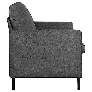 TYBOATLE Modern Upholstered Linen Fabric Accent Arm Chair Set of 2, Living Room Single Sofa Chairs w/Metal Legs, Reading Lounge Armchair for Small Spaces, Apartment, Bedroom, Office (Dark Gray)