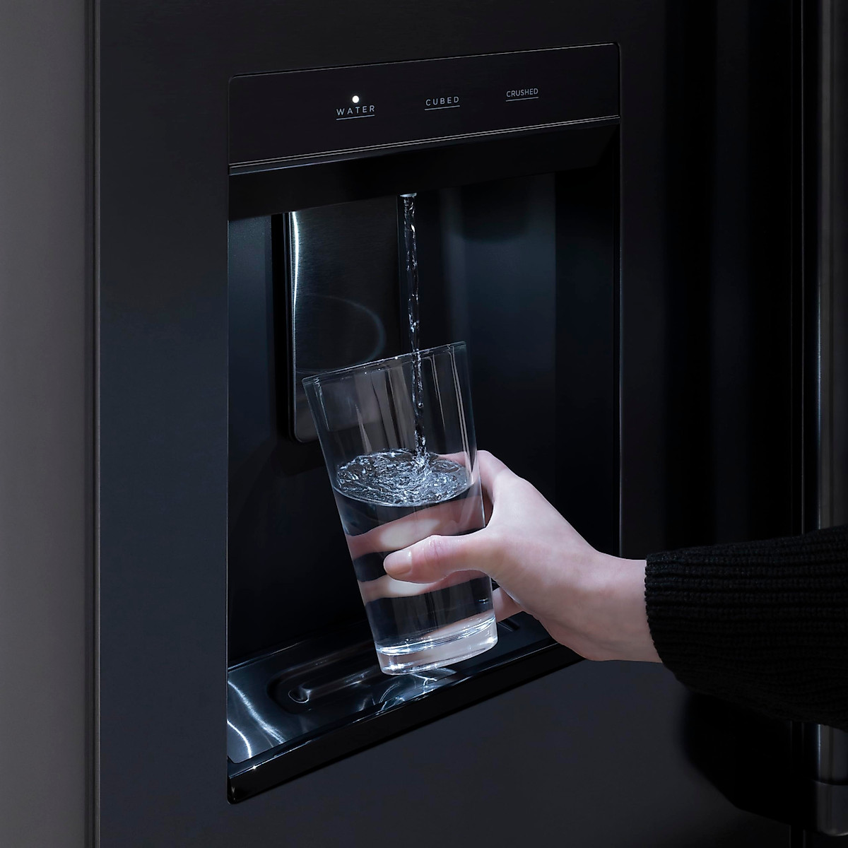 ZLINE Autograph Edition 36 in. 28.9 cu. ft. Standard-Depth French Door External Water Dispenser Refrigerator with Dual Ice Maker in Black Stainless Steel and Champagne Bronze Traditional Handles