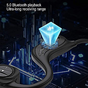 MUVLUX Conduction Headphone Bone Conduction Headphones - Wireless Earbuds Bluetooth 5.0 IPX8 Waterproof Sports Bluetooth Earphones W/Mic, 6D Panoramic Surround Sound for Sport,Lightweight