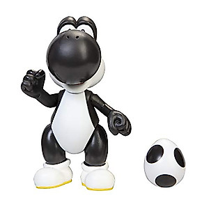 Super Mario Action Figure 4 Inch Black Yoshi Collectible Toy with Egg Accessory