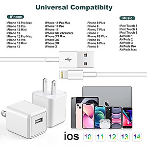 iPhone Charger,Cube Apple Charger iPhone[Apple MFi Certified]2Pack 6FT Lightning Cable Quick Fast Charging Cord USB Wall Chargers Travel Plug Adapter for iPhone 13/12/11/10/X/8 Plus/XR/XS Max/SE/iPad