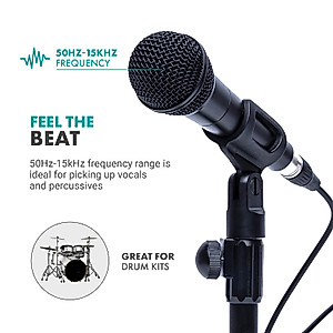 Movo HV-M5 Dynamic Cardioid Vocal Microphone with Internal Shockmount and Windscreen - XLR Compatible Dynamic Microphone with 6.35mm Adapter - Professional Microphone for Singing and Recording