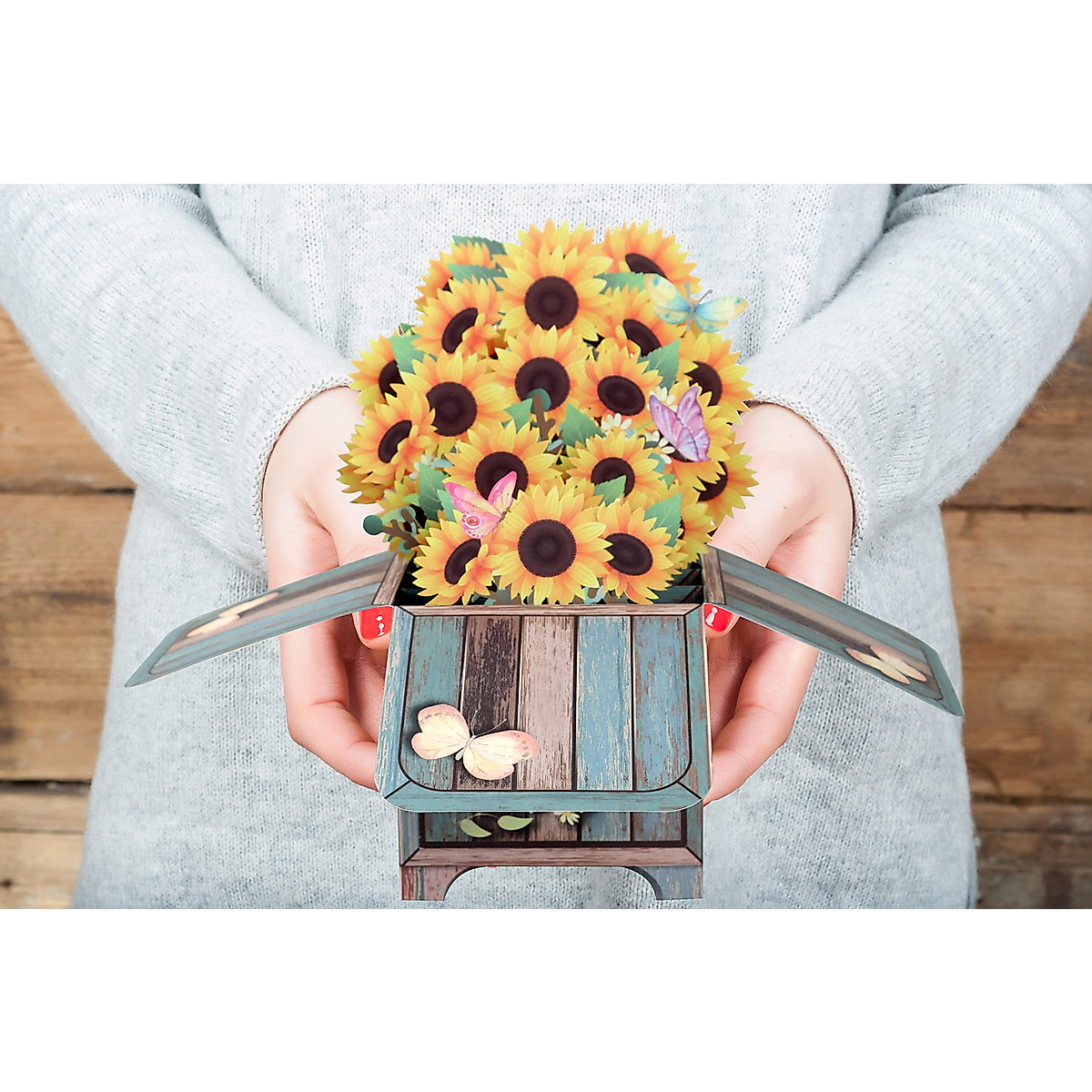 Giiffu 3D Popup Greeting Cards Mother's Day Sunflower Floral Bouquet Card,All Occasion Flower Blank Greeting Cards with Envelope and Notecard for Get Well Soon,Anniversary,Thank You,Birthday,Sympathy