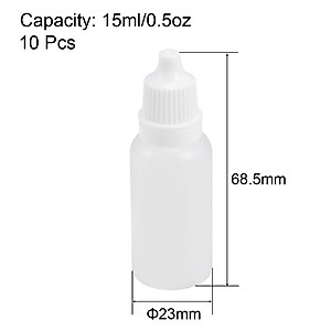 uxcell Plastic Dropper Bottle, 15ml/0.5oz Small Mouth Drop Bottles Empty Squeezable Eye Liquid Dropper Bottle 10pcs