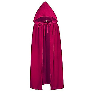 Aricy Kids Hooded Cloak Cape Christmas Halloween Role Play Cosplay Costume, Velvet Burdundy, M/ages 5-7