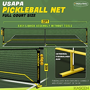 KASCEN Pickleball Net - Pickleball Net for Driveway, 22FT USAPA Portable Pickleball Set with Net, Pickle Ball Net with 4 Pickleballs & Carry Bag, Pickle Ball Net for Outdoor Indoor Court Backyard