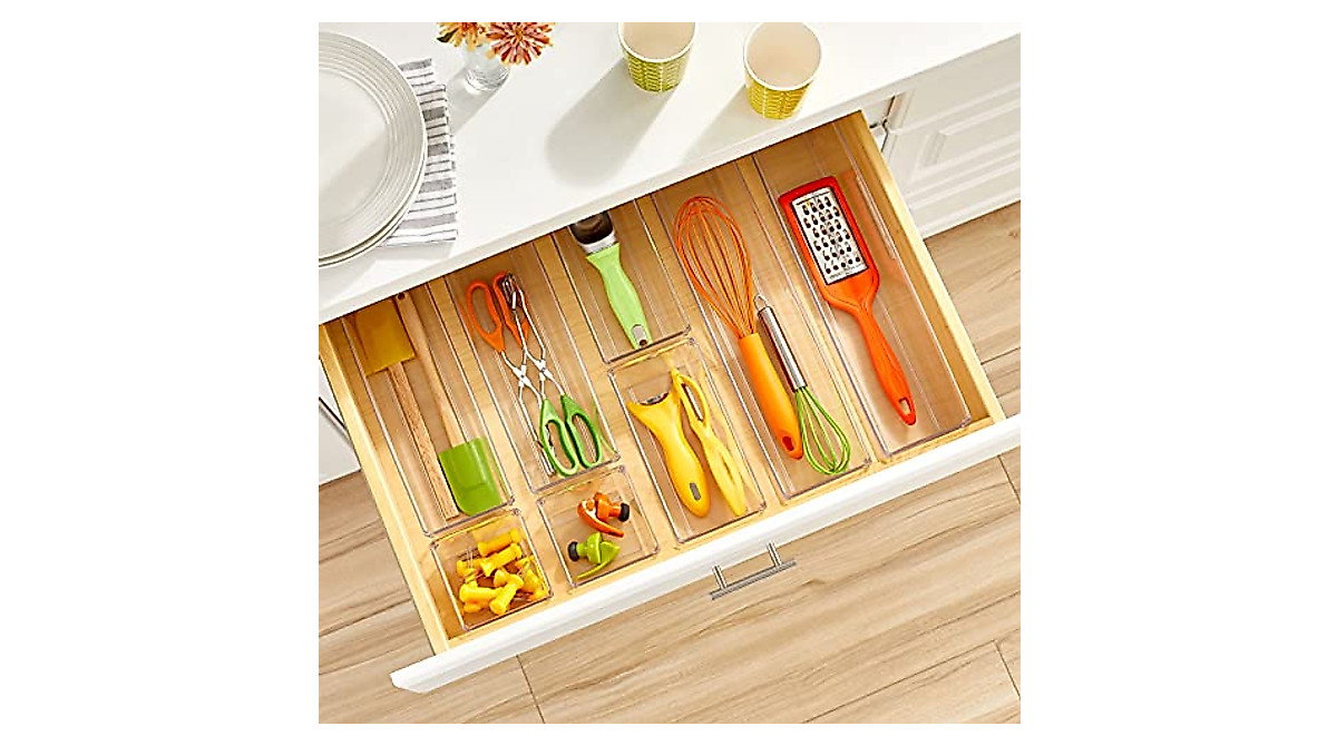 mDesign Stackable Kitchen Drawer Organizer - 2 Pack