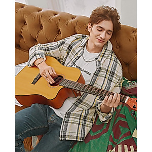 Donner 41” Acoustic Guitar Bundle for Beginners Adults with Online Lesson, 4/4 Full Size Steel Acustica Guitarra with Gig Bag, Tuner, Strap, Strings, Picks, Capos, Cutaway, Natural, DAG-1C/DAD-110C