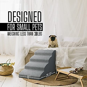 Sturdy Dog Stairs and Ramp for Beds Or Couches Up to 23" High by ZICOTO - Durable Easy to Walk on 19" Steps for Small Dogs and Cats - Allows Your Pets Easy Instant Access to Your Sofa or Bedside