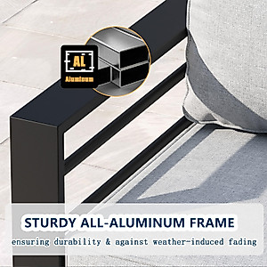 Aeeiua 4 Pieces Aluminum Outdoor Patio Furniture Set with Coffee Table, Modern Metal Conversation Sofa Set with Deep Seating