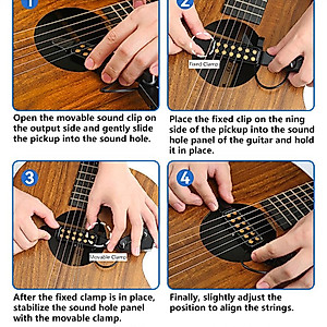 12 Sound Hole Guitar Pickup,Magnetic Pickup Transducer with Volume Tone Tuner Kit for Acoustic Guitar