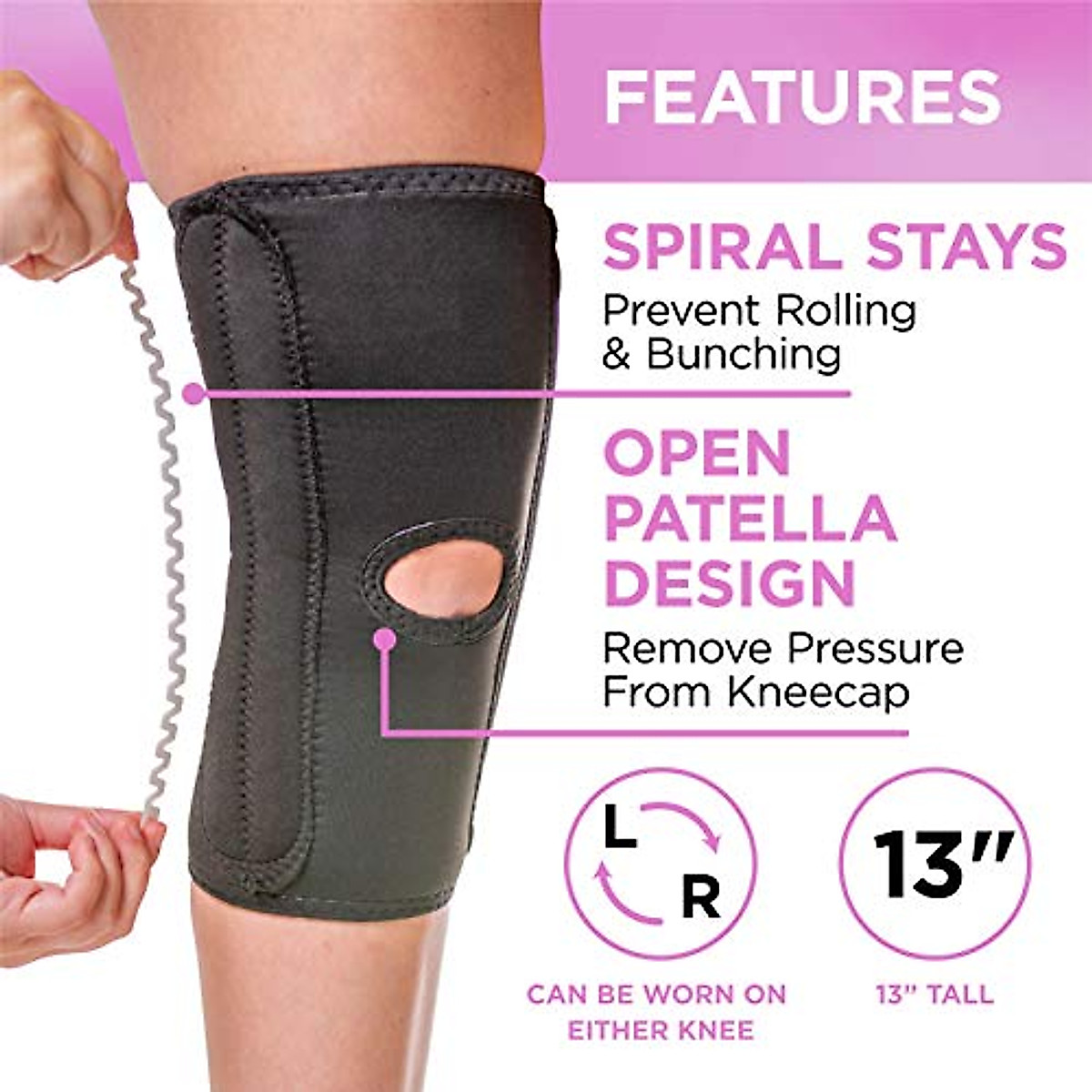 BraceAbility Plus Size Knee Compression Sleeve for Women - Ladies Open Patella Brace and XXXXL Kneecap Stabilizer with Support Stays for Female Arthritis Pain, Meniscus Tears and ACL injury (4XL)