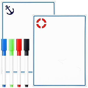 Fabbay 2pcs Whiteboard Cruise Door Magnets Turtle Cruise Door Decorations Magnetic with 4 Pcs Erasable Marker Happy Birthday Magnet Decoration Stateroom Door for Cruise Carnival(White Board)