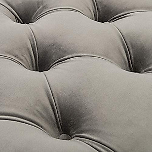 Safavieh Couture Home Tourmaline 48-inch Glam Dark Grey Velvet Tufted Acrylic Bench