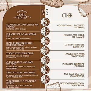 Simply H&K Linen Bread Bags [Pack of 3] with Inner Lining - Keeps Homemade Bread Fresh & Secure - Perfect for Sourdough & Gift Giving - Set of Reusable Bread Bags