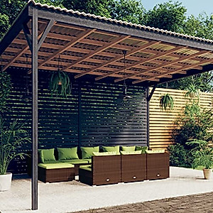 KTHLBRH 10 Piece Patio Lounge Set with Cushions Brown Poly Rattan, Outdoor Patio Table and Chairs, Patio Furniture Set for Outdoor, Deck, Yard, Porch