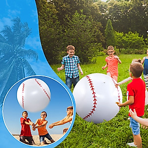 27 Inch Inflatable Balls Large Inflatable Baseball Giant Beach Balls Sports Balls for Pool Summer Outdoor Activity Games Birthday Party Decorations (2 Pcs)