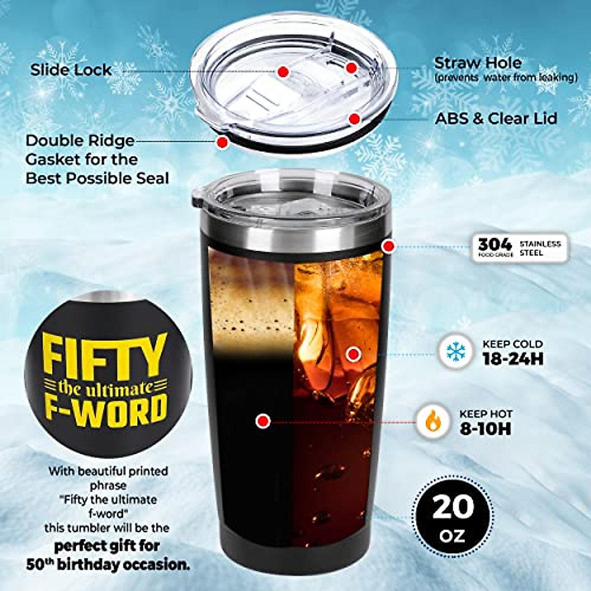 PAPAMOONA 50th Birthday Gifts For Men Funny, Great Gifts For Women Turning 50, Gifts For Women Turning 50, Gifts For Turning 50 Men, 50 Year Old Gifts, 1973 Birthday Wine/Coffee Tumbler Gift Ideas