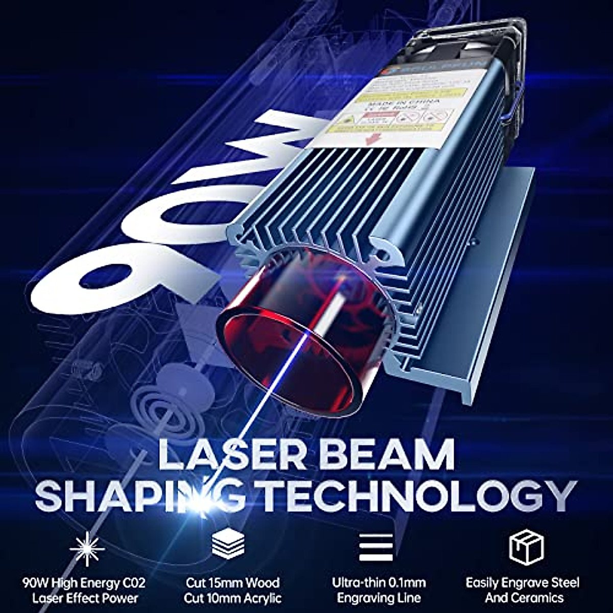 SCULPFUN S9 Laser Engraver, 90W Effect High Precision CNC Laser Engraving Cutting Machine, High Energy Laser Cutter for 15mm Wood, 0.06mm Ultra-Fine Fixed-Focus Compressed Spot, Expandable Area