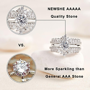 Newshe Wedding Rings for Women Engagement Ring Enhancer Band Bridal Set Sterling Silver 1.8Ct Cz Size 7