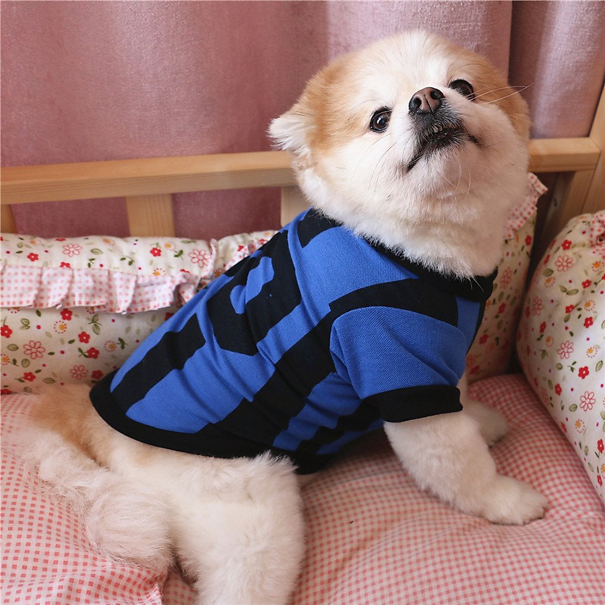 BOLUBILUY Dog Shirts Cotton T-Shirt Soft Clothes,Basic Breathable Football Bottoming Shirt for Small Cat Puppy Vest