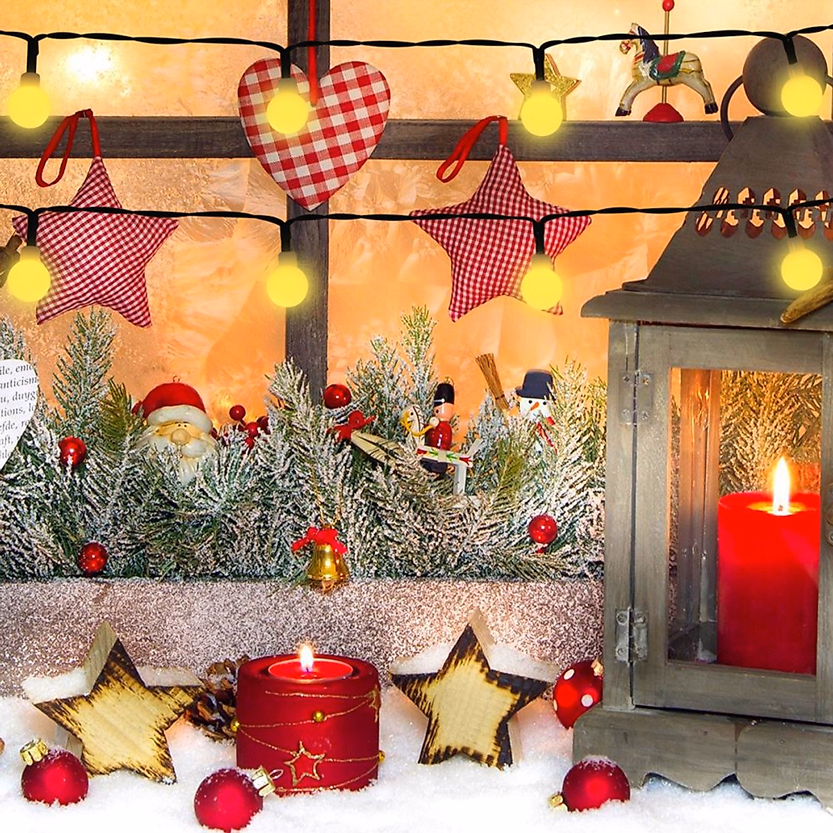 XUNATA 40ft Solar LED String Lights, Flexible Waterproof 100 LEDs White Ball Lights for Indoor Outdoor Home Patio Lawn Garden Party Holiday Decorations(Warm White)