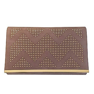JNB Sequin Zig Zag Clutch, Taupe