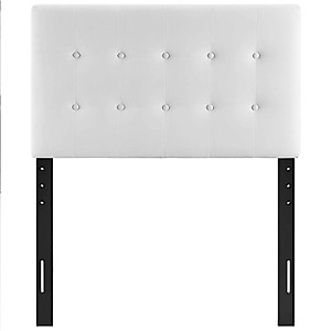 Modway Emily Twin Biscuit Tufted Performance Velvet Headboard, White