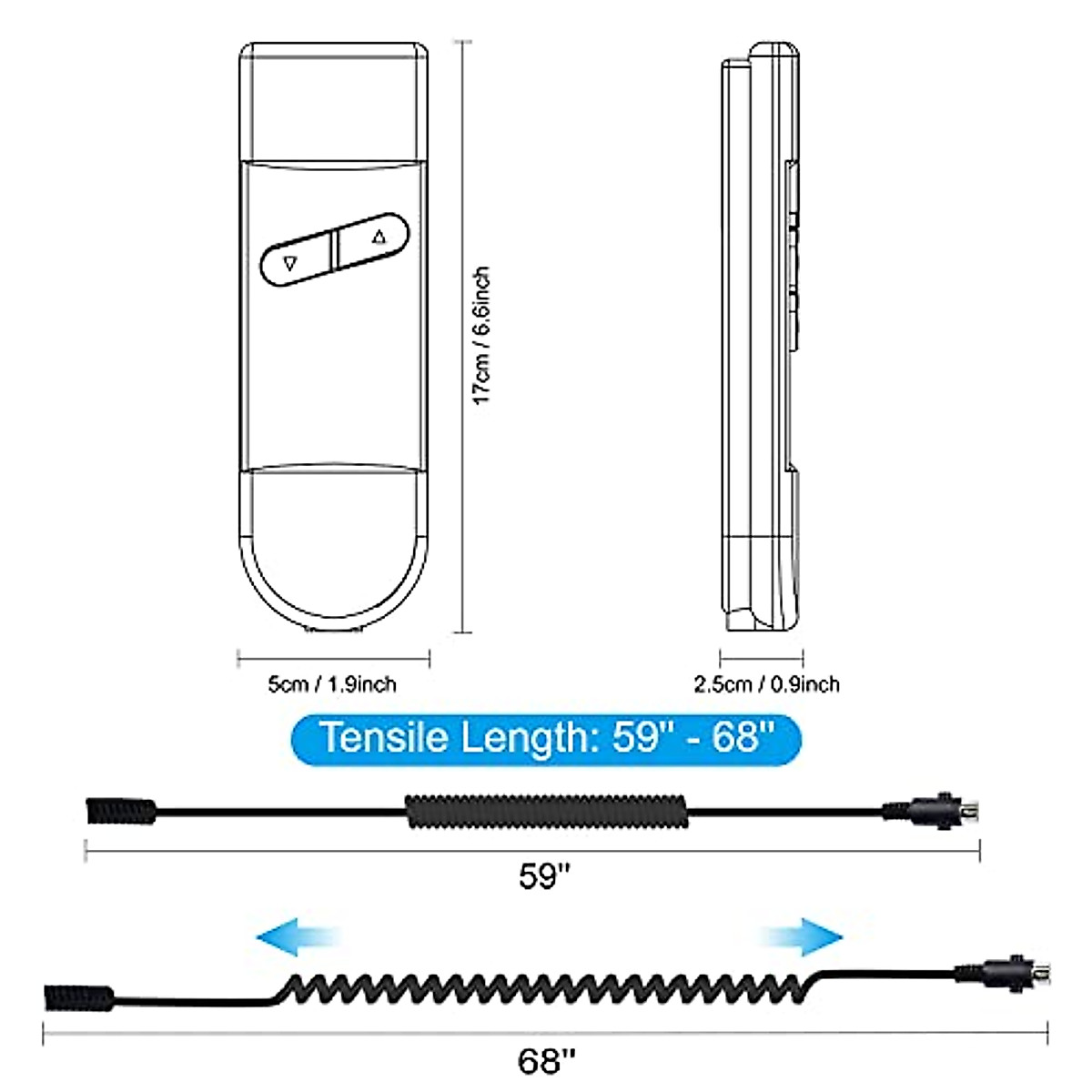 Lift Chair 2 Button 5 pin Hand Controller, Sopito Power Recliner Replacement Button (up/Down) for Okin Lift Chair Power Recliner
