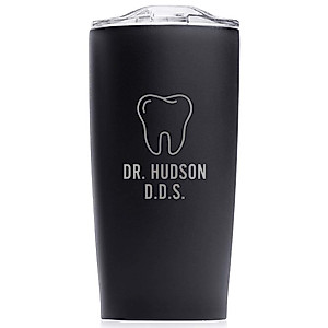 Lifetime Creations Engraved Personalized Dentist Tumbler with Lid 20 oz (Black) - Custom Dentist Gift, Stainless Steel Coffee Travel Mug Dental Gift, Dental Hygienist Gifts, Dentist Appreciation