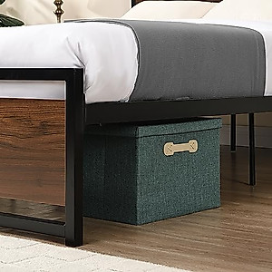 HAUSHECK Queen Size Platform Bed Frame, Industrial Stlye Bed Frames w/Headboard & Footboard, Metal Bedframe No Box Spring Needed w/Strong Steel Slat Support Mattress Foundation for Teen, Adults