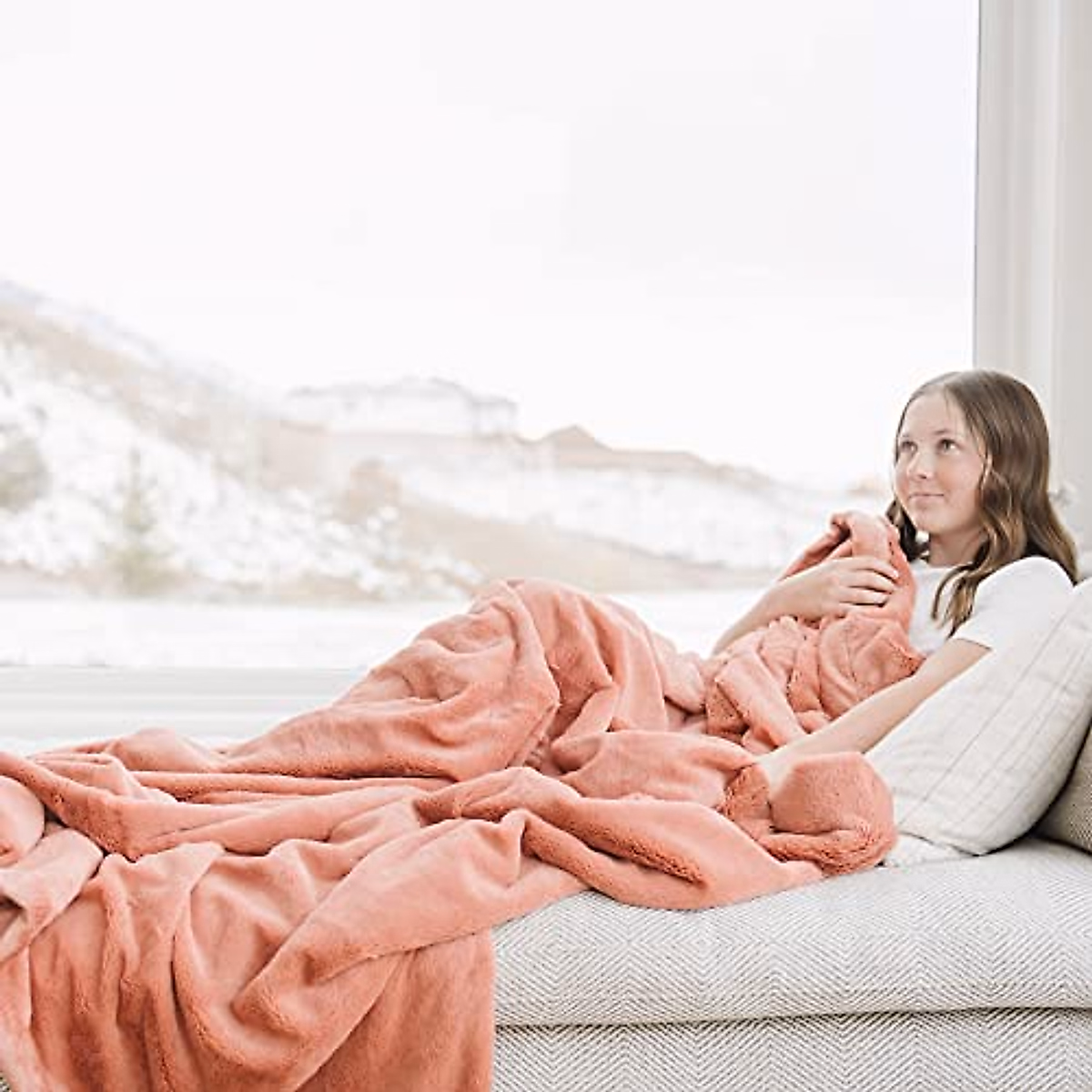 SARANONI Oversized Super Soft Comfy Lush 60" x 80" Adult Extra Large Blanket, (Clay)