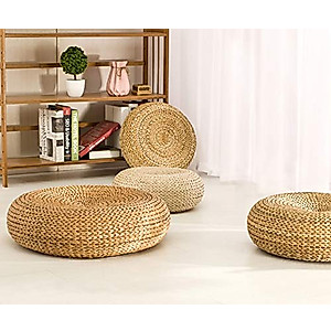 HUAWELL Japaness Style Straw Futon Knitted Round Seat Cushion Pouf Dia 60CM (23.6/6.7 Inch)