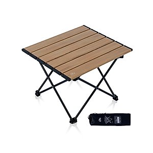 iClimb Ultralight Compact Camping Folding Table with Carry Bag (Nature- S)