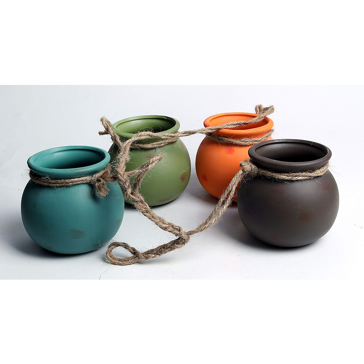 4PCS 4.0 Inch Hanging Succulent Planters Dangling Ceramic Pot Wall or Ceiling Mount Hanging Ceramic Plant Pot Hanging Planter Hanging Pendant Hanging Basket Succulent Planter/Succulent Cactus/