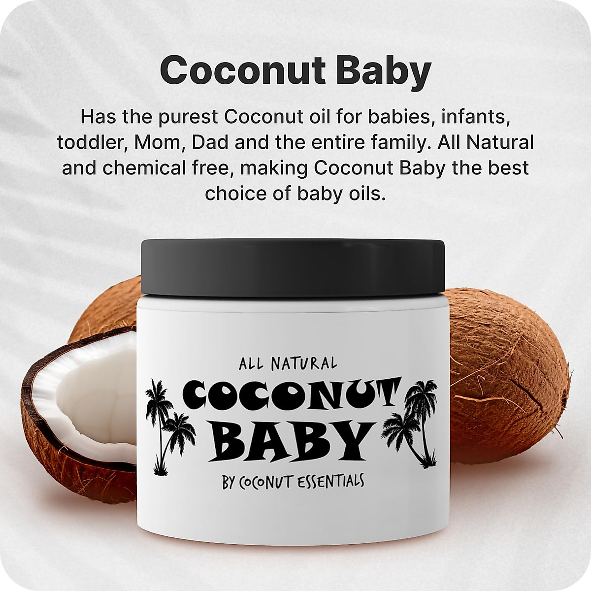 Coconut Baby Oil - Natural & Organic Moisturizer, Hair Oil for Cradle Cap Treatment, Newborn Sensitive Skin, Eczema & Psoriasis Relief, Unscented, Sunflower & GrapeSeed Oil 4 floz | Coconut Essentials