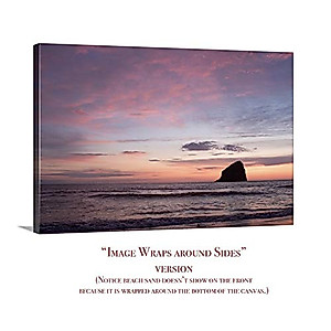 Coastal Sunset CANVAS Print Afterglow Glowing Pink Clouds Beach Photography Pastel Sky Oregon Coast Wall Art Nature Photo Ocean Home Decor Ready to Hang