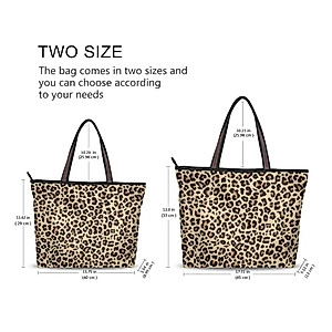 Sletend Tote Bag Leopard Print Handbags for Women Fashion Shoulder Bag for School Travel Work Shopping（L）