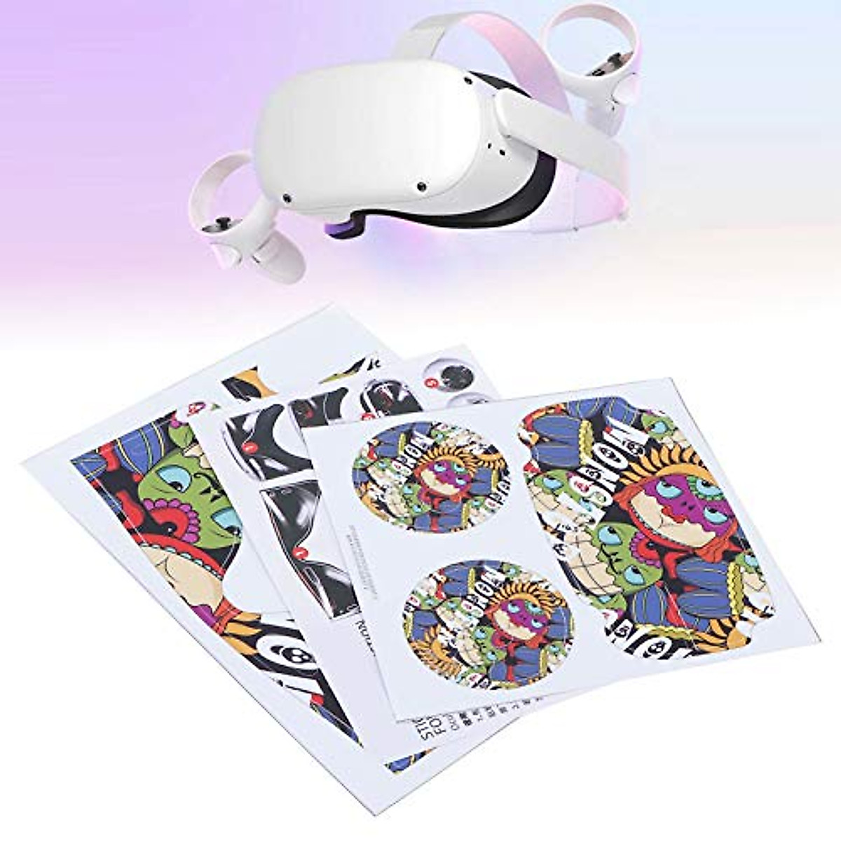 Mxzzand Scratchesproof, VR Headset Stickers, Comfortable, High Performance, VR Controller Headset Stickers,for Oculus Quest 2 Vr Gaming Glasses(Monster League)