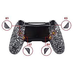eXtremeRate Textured White Dawn Programable Remap Kit for PS4 Controller with Upgrade Board & Redesigned Back Shell & 4 Back Buttons - Compatible with JDM-040/050/055 - Controller NOT Included