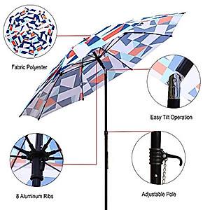 TOTEBOX Beach Umbrella, 7.5ft Portable Patio Sunshade Umbrella UPF 50+ Protection with Tilt Sand Anchor Carry Bag and Sand Bag for Yard and Pool