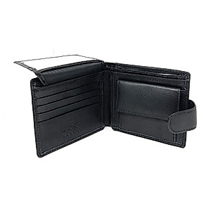 Texas West Genuine Plain Leather Men's RFID Short Bifold Buckle Wallet in 2 colors (Black)