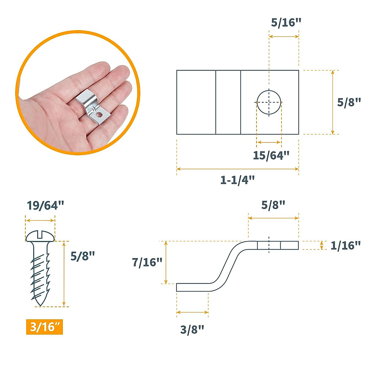 POWERTEC 71580 Steel Gauge Table Top Fastener with Screws, 24 Sets Z Clip Table Top Connectors,Silver