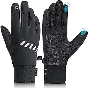LERWAY Winter Gloves For Men Women Touchscreen Warm Gloves Anti-Slip Water Resistant Windproof Black Thermal Gloves For Driving Cycling Hiking Running (M)