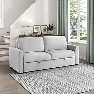 Lexicon Indale Convertible Studio Sofa Sleeper, Wooden Leg, Gray, Grey