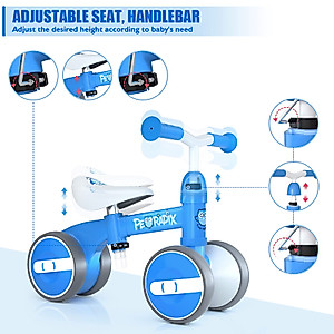 Peradix Baby Balance Bikes Adjustable Bicycle | Riding Toys for 10 Months Old Toddlers Children Boys Girls | No Pedal Silent Wheels Bicycle | Best First Birthday Gift