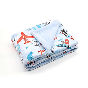 Marina Decoration Reversible Rich Printed Woven Fluffy Plush Soft Warm Flannel Fleece Sherpa Kids Children Blanket, 30 x 40 Inch Flamingo Princess with Pink Base Pattern