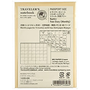 Midori Traveler's Notebook (Refill 006) Passport Size Monthly Diary